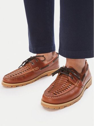 Tommy Hilfiger Halbschuhe Hilfiger Braided Lth Boat Shoe FM0FM05892 Braun