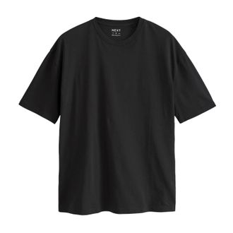 Next Herren Locker Rundhals-T-Shirt im Relaxed Fit Schwarz 4XL