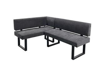 Byliving Eckbank Vancouver/Webstoff anthrazit/Metall Gestell schwarz pulverbeschichtet/Taschenfederkern/Langer Schenkel rechts/K&uuml;chenbank/Sitzbank/ 125 x 181,5