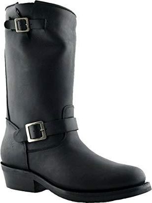 Grinders Unisexe Rebel Cuir Noir Boucle Bottes Hautes Western Motard 46