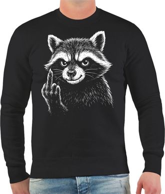 Spass Kostet Herren Pullover Sweatshirt Frecher Waschb&auml;r mit Mittelfinger witzig und ironische Motive