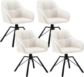 Woltu Chaise Pivotante &agrave; 360&deg;, Lot de 4, Chaise Salle &agrave; Manger Scandinave, en Velours, Assise Rembourr&eacute;e, Pieds en M&eacute;tal, Cr&egrave;me, BH365cm-4