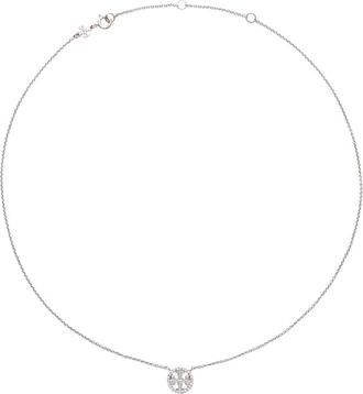 Tory Burch Icon Pav&eacute; Anh&auml;nger Halskette - - Accessories - Damen - Wei&szlig; - ONE SIZE