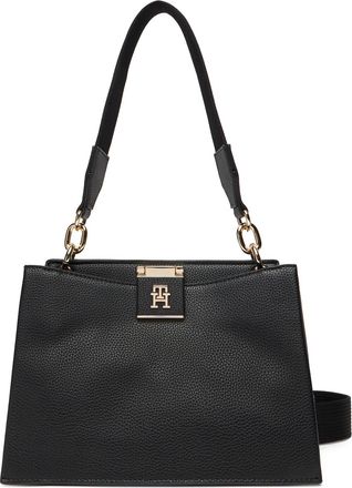 Tommy Hilfiger Handtasche Tommy Hilfiger Th Her Med Satchel AW0AW17722 Schwarz