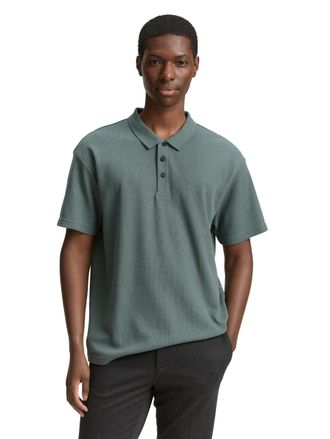 Tom Tailor Herren 1048065 Relaxed Fit Poloshirt in Waffel-Optik, 21951-Washed Jasper Green, XXL