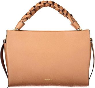 Coccinelle Sac &agrave; main en cuir avec poign&eacute;e tress&eacute;e - Femme - Sacs - Brun - Taille: ONE Size