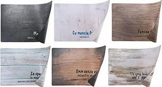 Villa D'Este Home Tivoli Dialetti Platzset, doppelseitig, Holzoptik, 6 St&uuml;ck