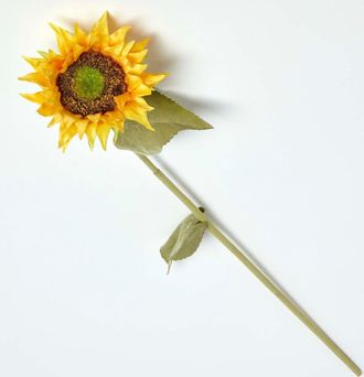 Homescapes Künstliche Sonnenblume einzeln gelb-grün 80 cm, langstielige Kunstblumen