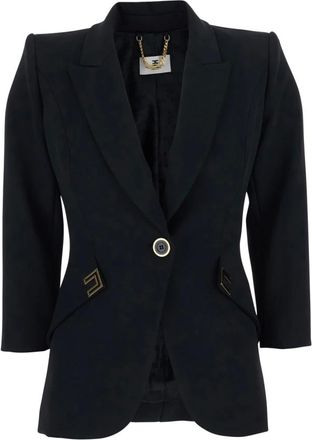 Elisabetta Franchi Femme, Vestes, Noir, Taille: 42 FR Blazer Crois&eacute;