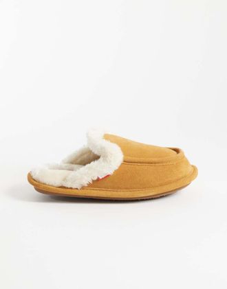 Hunter Mule-Hausschuhe in Naturfarben mit Loafer-Design-Braun