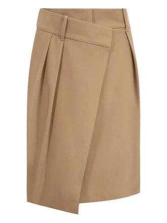 Loewe minijupe plissée à effet portefeuille - Marron