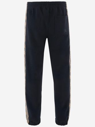Burberry Mens Check Cotton Pants Navy Trousers