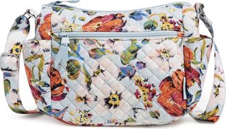 Vera Bradley Damen Iconic On The Go Crossbody, Signature Cotton Umhängetasche, Sea Air Floral-Recycelte Baumwolle