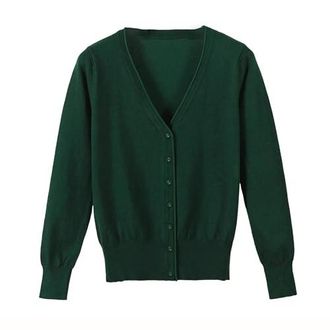 Generic Cardigan court noir en jersey pour femme, manteau de printemps, pull tricot&eacute; mode cor&eacute;enne, Vert fonc&eacute;., Taille 3XL