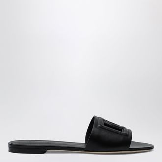 Dolce & Gabbana Schwarze Lederslides mit DG-Logo
