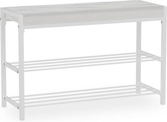 Vicco Schuhbank Borneo, Sitzbank mit Stauraum, Weiß, 80 x 52 cm