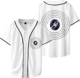 Generic Katseye 2025 Beautiful Chaos Tour Merch T-Shirt - Veste de baseball unisexe à manches courtes Style supporter supporter les fans, blanc, S