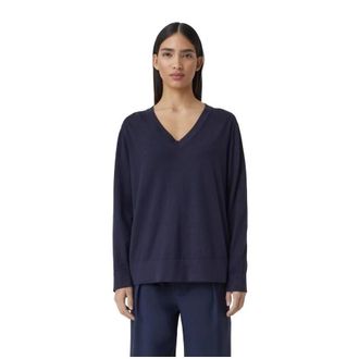 Closed Baumwoll- und Kaschmir-Pullover mit V-Ausschnitt - - Knitwear - Damen - Blau - L