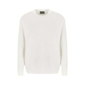 Emporio Armani Wei&szlig;er Rundhalsausschnitt Wollpullover - - Knitwear - Herren - Wei&szlig; - XL