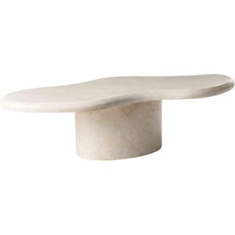 Beliani Table Basse dAppoint en Mgo Forme Irr&eacute;guli&egrave;re 120 x 57 cm R&eacute;sistant au Vent Beige Conza