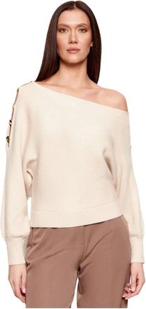 Guess Femme, Pulls, Beige, Taille: 42 FR Pull &eacute;paule d&eacute;nud&eacute; et boutons - Guess jeans