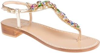 Emanuela Caruso Capri Sandales bijoux pour femmes artisanaux avec pierres pr&eacute;cieuses | Chaussures faites &agrave; la main, semelle en cuir travaill&eacute;e selon la tradition capriote, 