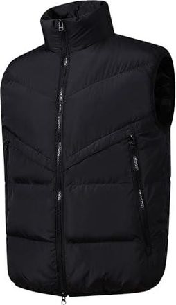 Generic Veste dhiver matelass&eacute;e &eacute;paisse et isolante coupe-vent &agrave; capuche pour homme avec fermeture &eacute;clair, 18 Noir, XXL