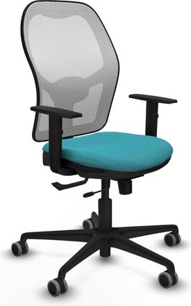 Piqueras y Crespo Jorquera Schreibtischstuhl mit 1D-Armen, h&ouml;henverstellbare Lendenwirbelst&uuml;tze, ausgestattet mit Syncro/Traslack und Schaumstoff, Wei&szlig;/T&uuml;rkis