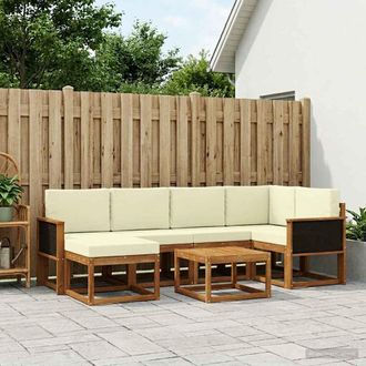 vidaXL Vidaxl Set Di Divani Da Esterno 7 Pz Naturale E Crema