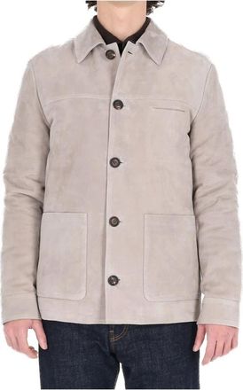 Eleventy Homme, Vestes, Beige, Taille: M Giubbotto bottoni in camoscio imbottito
