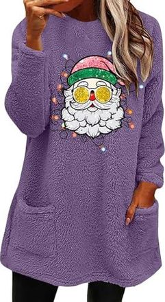 Generic Robe Sweat Femme Longue Robe Pull Femme Hiver Chaud Chic et &Eacute;l&eacute;gante Pullover Col Rond Sexy Casual Noel Chrismas Robe Manche Longue en Polaire Sweater