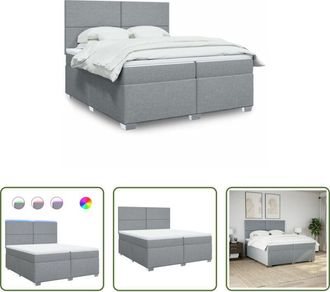 vidaXL vidaXL LED-Beleuchtung - Boxspringbett mit Matratze Hellgrau 200x200 cm Stoff