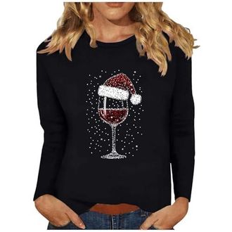 Generic Hauts de Noël pour femmes à col rond - Pull de Noël à manches longues - Élégant et décontracté - Imprimé de Noël - Tunique pour les fêtes de fin danné