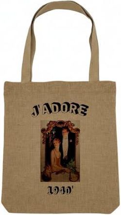 Fabulous Sac Shopping Tote Bag Aspect Lin - JAdore 1940 Vintage Ann&eacute;es 40 Retro Hollywood Comedie Musical - Sac de Courses Toile Epaisse 360g Beige Naturel Cab