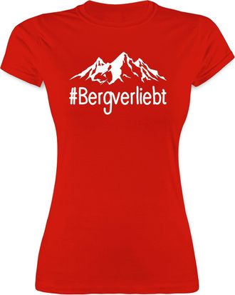 Shirtracer Shirt Damen - Bergverliebt - wei&szlig; - XXL - Rot - Geschenkideen f&uuml;r Wanderer Sport Berg Tshirt verliebt Berge Shirts Geschenke Bergsteiger Wander t-Shir