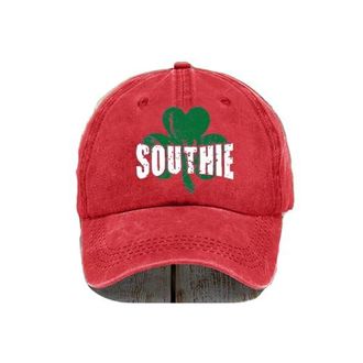 Generic Casquette de baseball unisexe r&eacute;tro St Patrick Motif tr&egrave;fle, Rouge, M