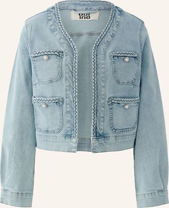 Oui Jeansjacke Mit Schmucksteinen blau