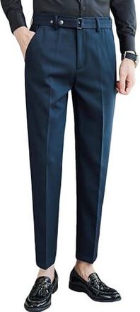Generic Pantalon pour homme - Coupe fusel&eacute;e - Stretch - R&eacute;sistant aux plis - Pantalon de costume daffaires d&eacute;contract&eacute; - Pantalon habill&eacute; &agrave; devant plat, noir 