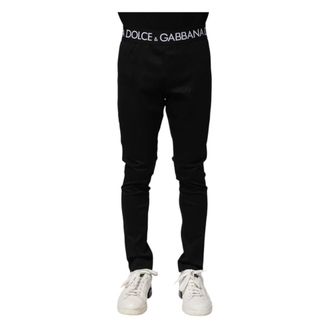 Dolce & Gabbana Homme, Pantalons, Noir, Taille: M Pantalon Jogger Skinny en Nylon Noir