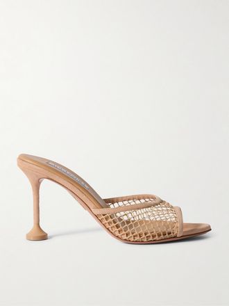 Aquazzura Mules En Résille À Finitions En Daim Bisous 85 - Neutres