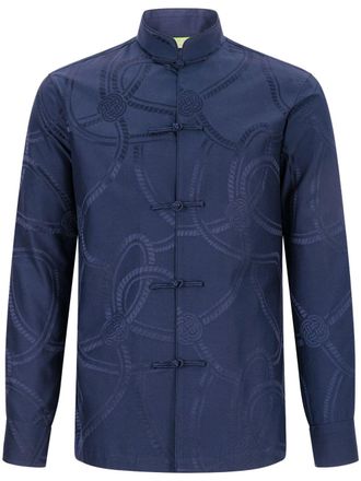 Shanghai Tang chemise &agrave; motif en jacquard - Bleu