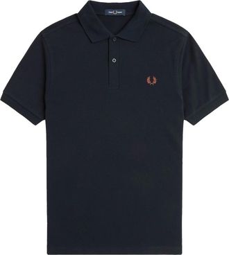 Fred Perry Einfarbiges Polo mit gestreiftem Kragen und &Auml;rmeln - - Tops - Herren - Blau - XL