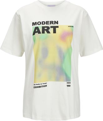 Jack & Jones Damen Jxgallery RLX Ss Print Tee JRS T-Shirt, Vanilla Ice, Medium