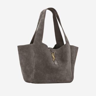 Saint Laurent Womens Le 5 &Agrave; 7 Bea Suede Bag Gray Shoulder