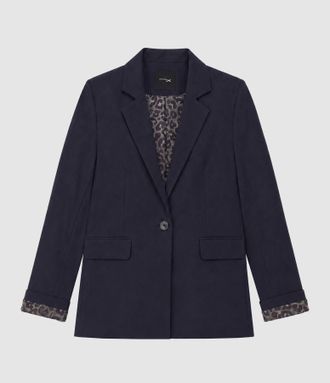 Jeanne Vouland Blazer Rosa Navy Doublure Leopard Kaki