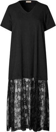 Masai A-Linie Kleid mit Raffung in der Taille und kurzen &Auml;rmeln - - Dresses - Damen - Schwarzk - XL