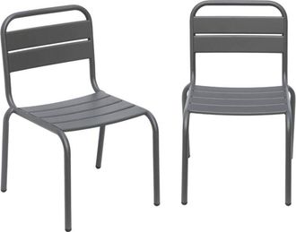 Sweeek Salon de jardin enfant. lot de 2 chaises en m&eacute;tal anthracite pour enfant