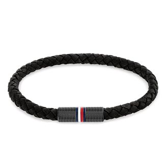 Tommy Hilfiger Jewelry Geflochtenes Lederarmband für Herren Schwarze Farbe - 2790459