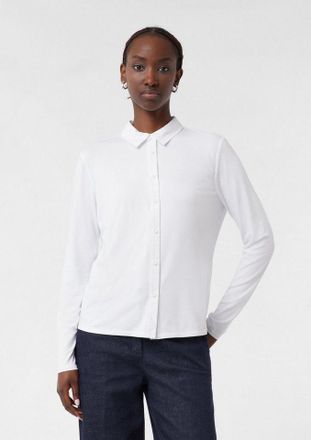 Comma Langarmshirt T-Shirt T-Shirt aus Viskosemix mit Hemdkragen