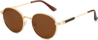 Generic Lunettes de soleil ovales g&eacute;om&eacute;triques r&eacute;tro minimalistes en m&eacute;tal polaris&eacute;es 2026 transfrontalier hit unisexe, Cadre dor&eacute; enti&egrave;rement s&eacute;ch&eacute;, Taille u